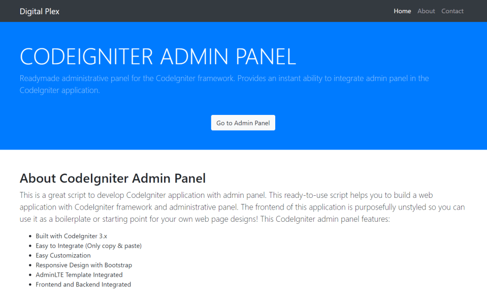 Codeigniter Admin Panel Codexworld