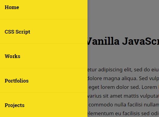 Mobile First Drawer Navigation In Vanilla Javascript Hy Drawer Css Script