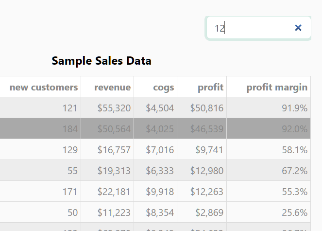 Generate A Filterable Data Table From Json Moderntable Css Script 