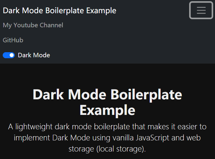 Dark Mode Boilerplate In Vanilla JavaScript | CSS Script