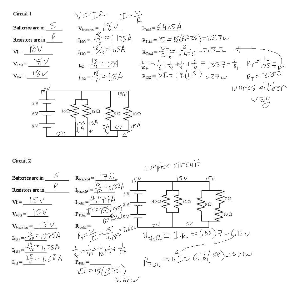 Series And Parallel Circuits Worksheet Grade 6