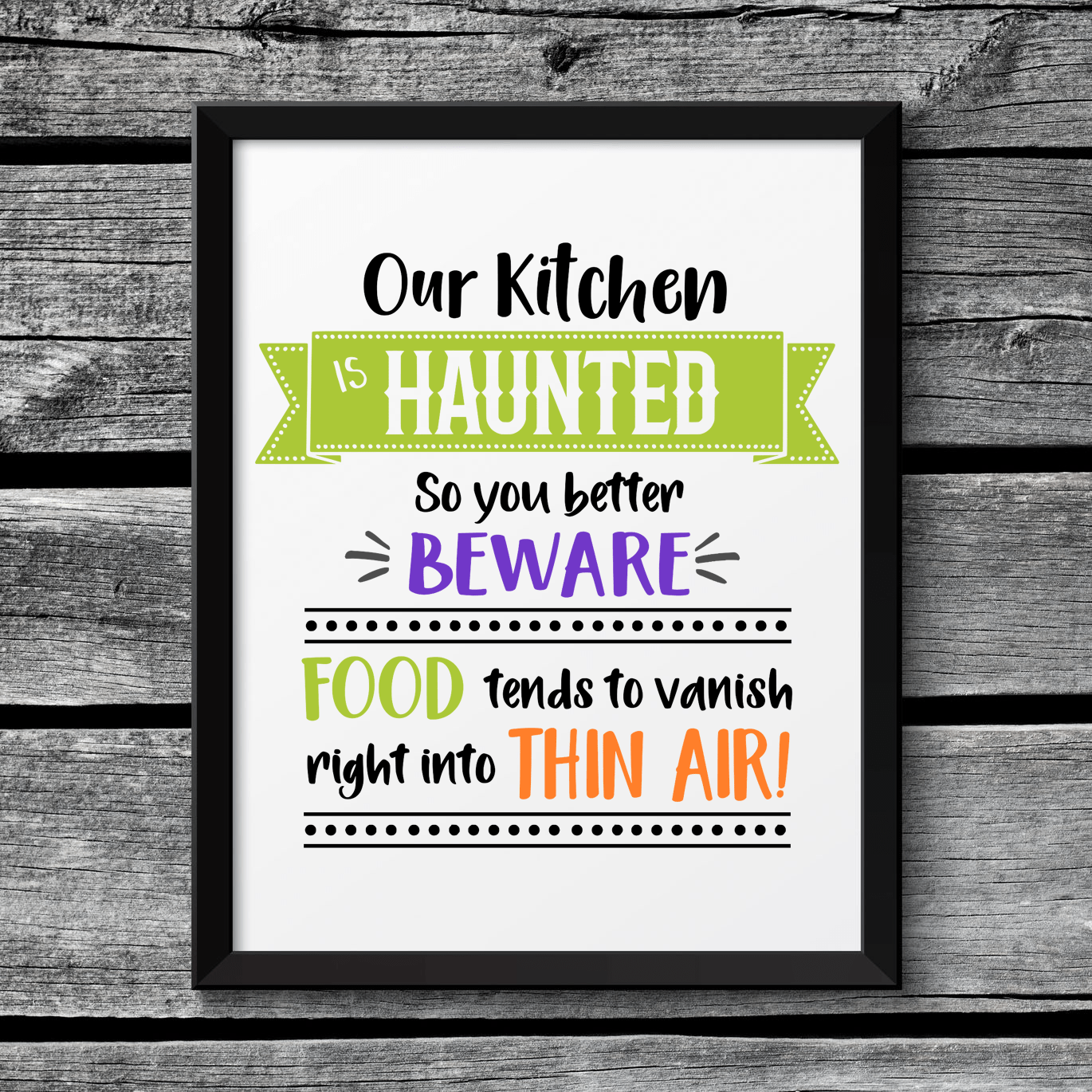 Funny Halloween Haunted Kitchen Sign Free Printable
