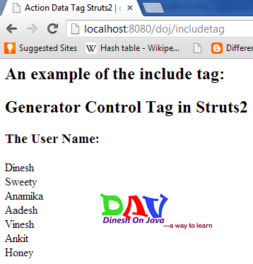 Struts 2 Include Tag Example - Dinesh on Java