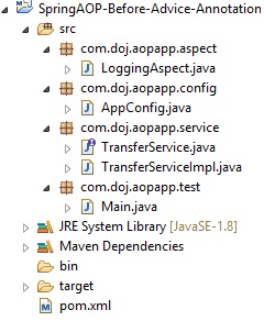 Spring AOP AspectJ @Before Annotation Advice Example - Dinesh on Java