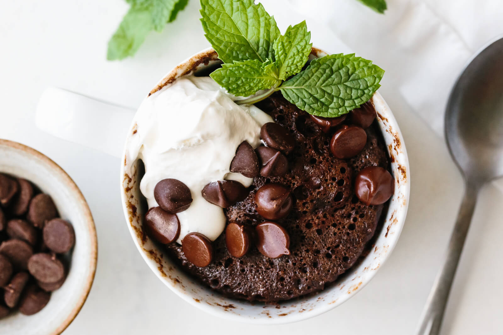 Mint Chocolate Chip Mug Cake Downshiftology 