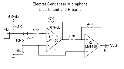 Electret Microphone Preamplifier Schematic - Circuit Diagram