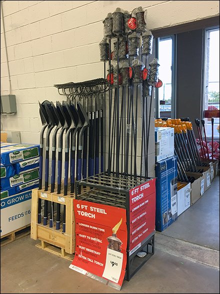 Leftist Leaning Tiki Torch Merchandising – Fixtures Close Up