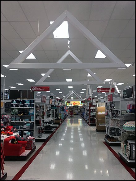 Fabric Banner As Overhead Space Frame – Fixtures Close Up