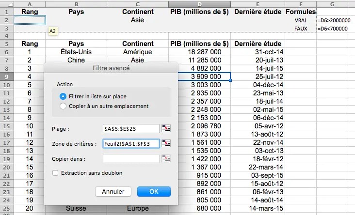 Tutoriel: Les filtres de données sur Excel - Formule Excel