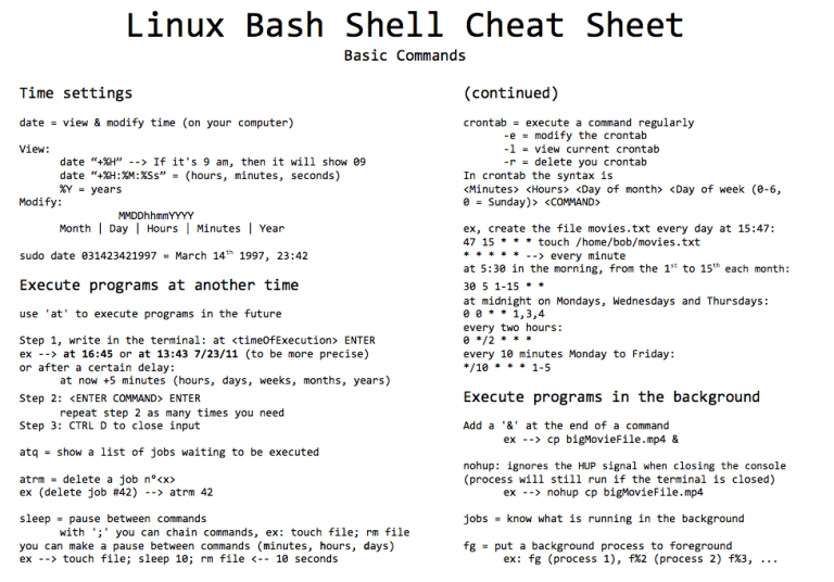 Bash/Shell Cheat Sheet - GlobalSQA