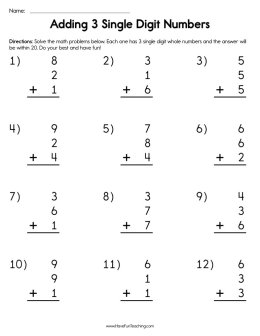  Adding 3 2 Digit Numbers Worksheet