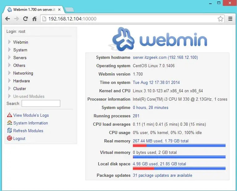 Instalar Webmin en CentOS 7/RHEL 7 | Julio Alfredo