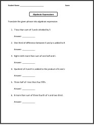6Th Grade Worksheet Math