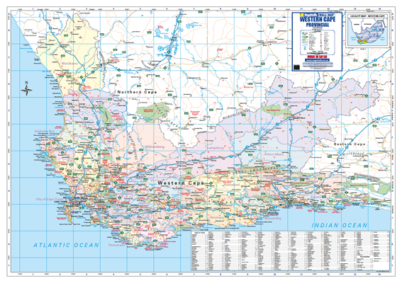 Western Cape Provincial Wall Map - Detailed wall map of Western Cape