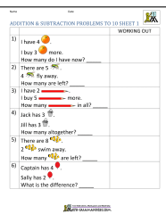 Addition And Subtraction Word Problems Worksheets For Grade 1 Pdf 