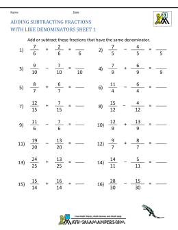 Worksheets Adding And Subtracting Fractions