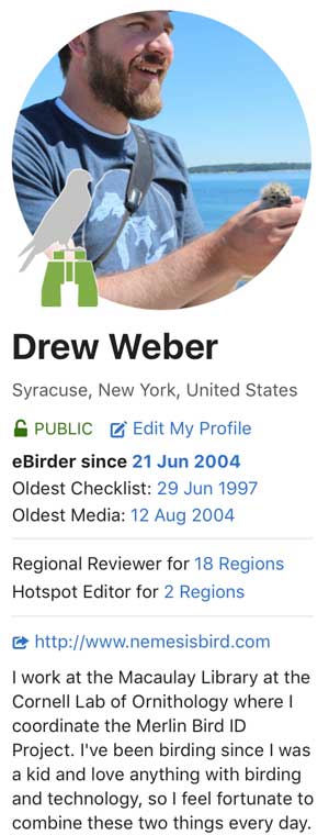 Get ready for eBird Profiles! by Drew Weber | Nemesis Bird