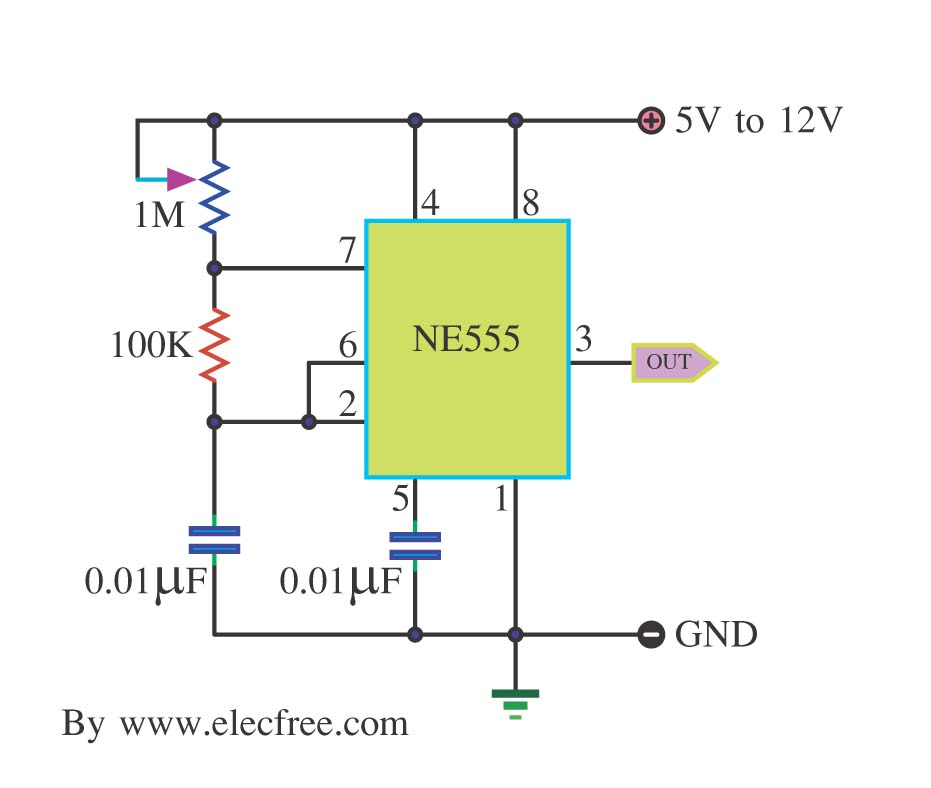 555 Timer Pulse Generator Circuit Circuit Diagram 4117