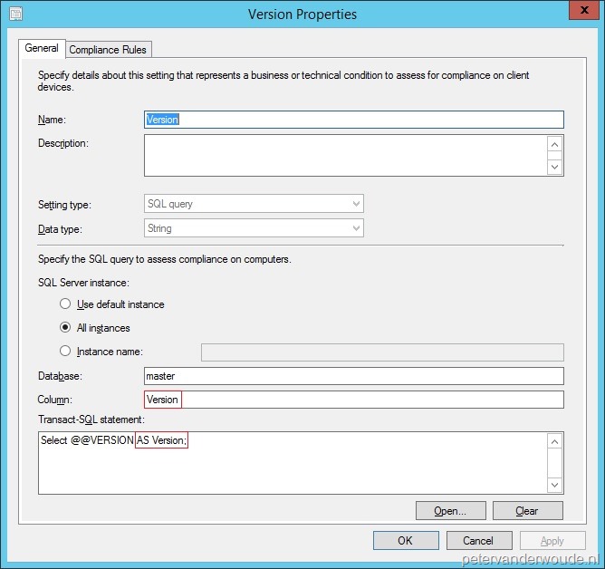 Verify SQL version via Compliance Settings in ConfigMgr 2012 – All ...