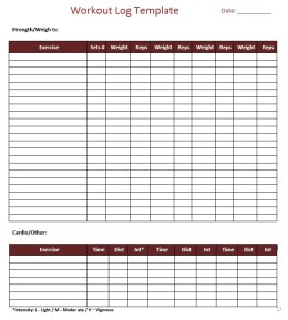11 Free Sample Workout Log Templates Printable Samples