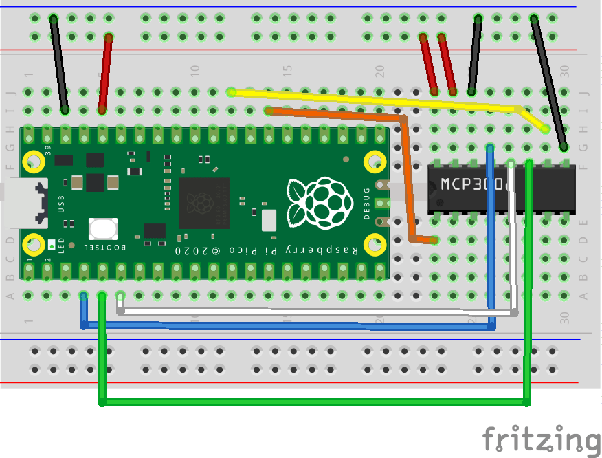 Use an MCP3008 analog to digital chip to expand the Raspberry Pi Pico's analog reading ...