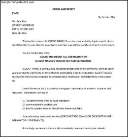 Defamation Of Character Letter Template