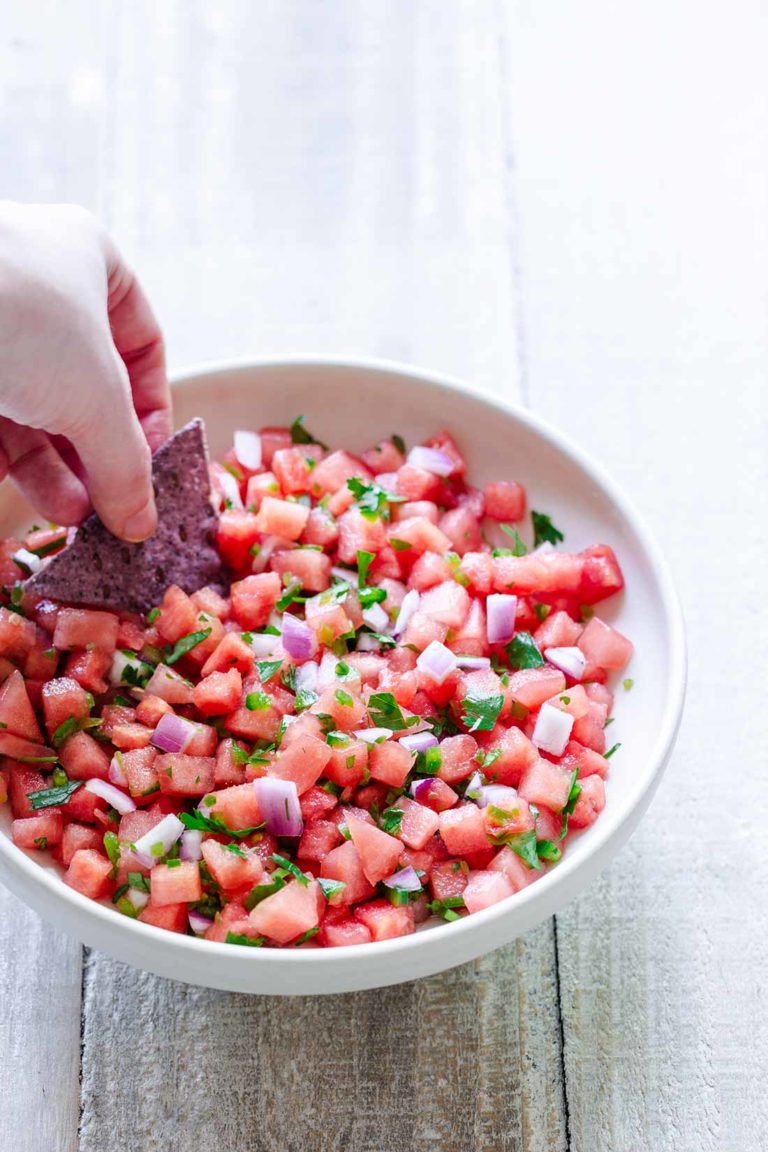Watermelon Salsa Recipe {5 Ingredients} - Savory Simple