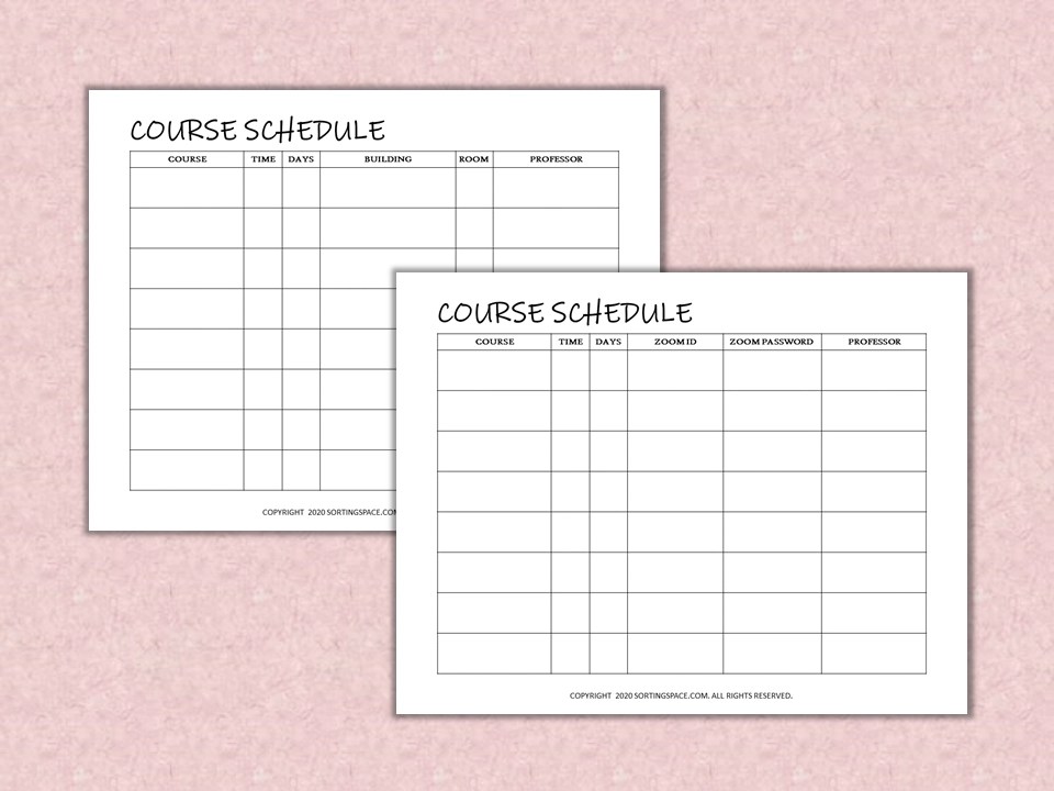 FREE Course Schedule - Sorting Space