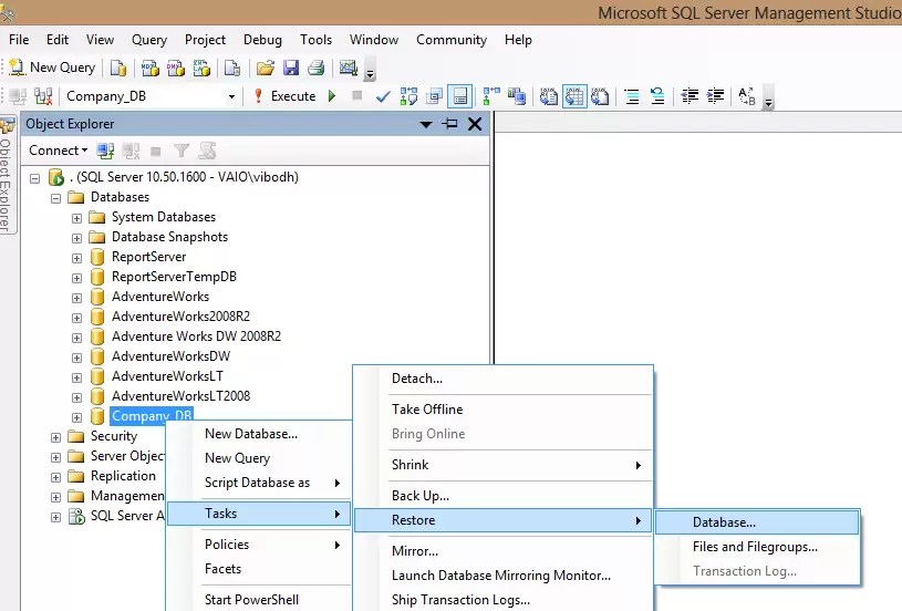 How to restore database backup in SQL SERVER - Technology with Vivek Johari