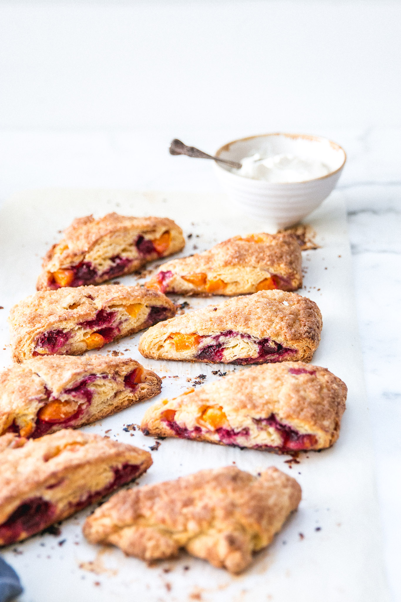 The Flakiest Apricot & Raspberry Crème Fraîche Scones | The Brick Kitchen