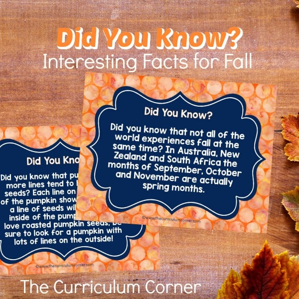 Did You Know Facts For Fall The Curriculum Corner 123 did-you-know-facts-for-fall-the-curriculum-corner-123