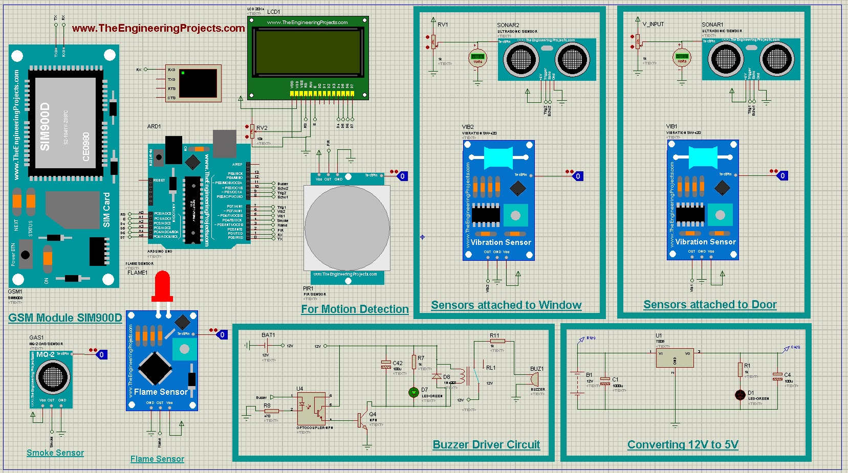 Gsm Based Home Security System Using 8051 Circuit Diagram - Circuit Diagram