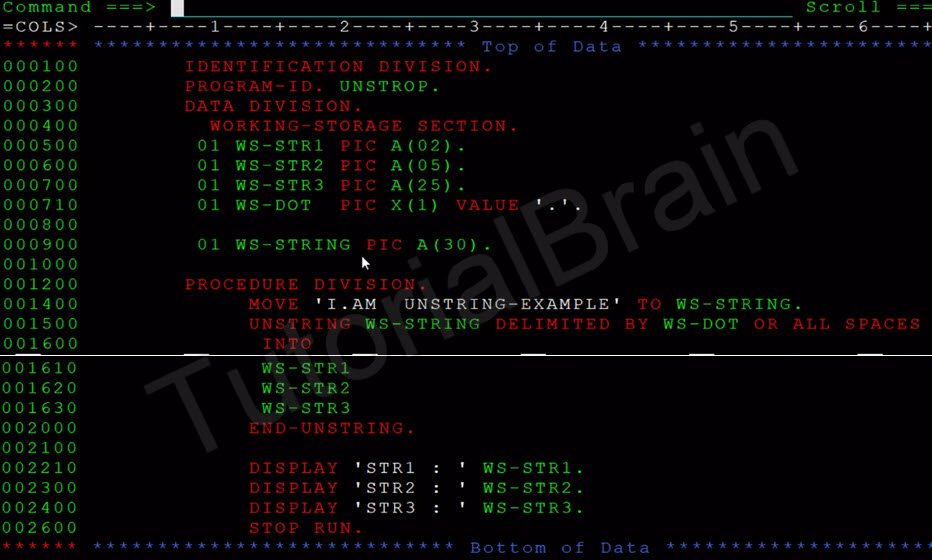 Cobol String Handling — Tutorialbrain