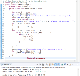 Sort Array In Ascending Order Java