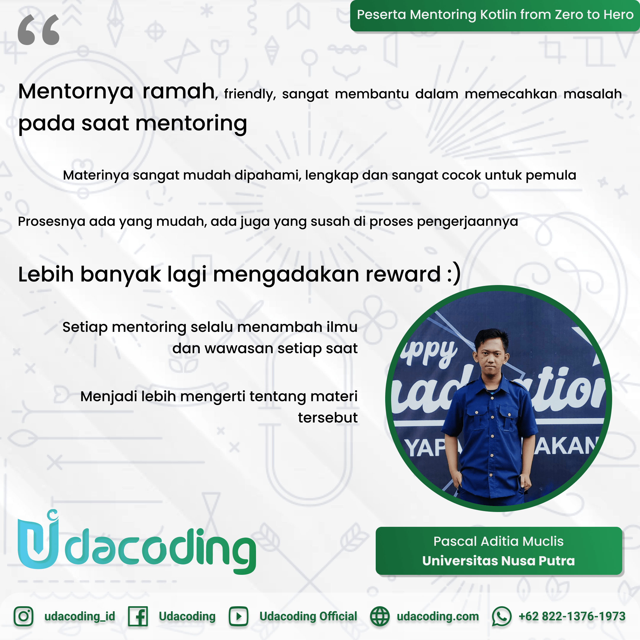 Kesan Alumni Materinya Sangat Mudah Dipahami Lengkap Dan Sangat Cocok Untuk Pemula Udacoding 
