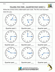 Second Grade Clock Worksheet