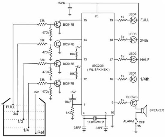 Water Level Indicator Circuit Diagram And Components