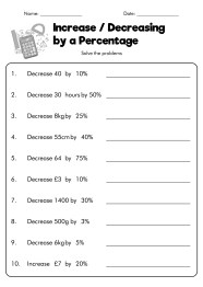 Percent Increase Or Decrease Worksheet